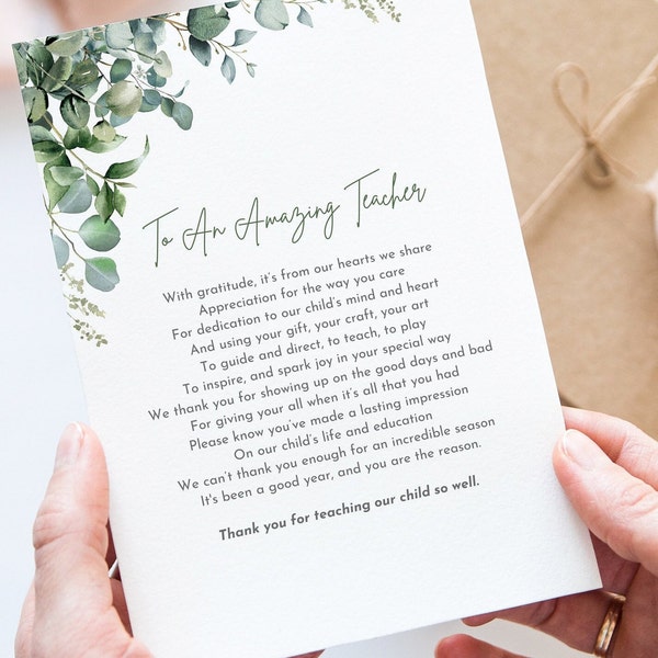 Teacher Thank You Card - Etsy