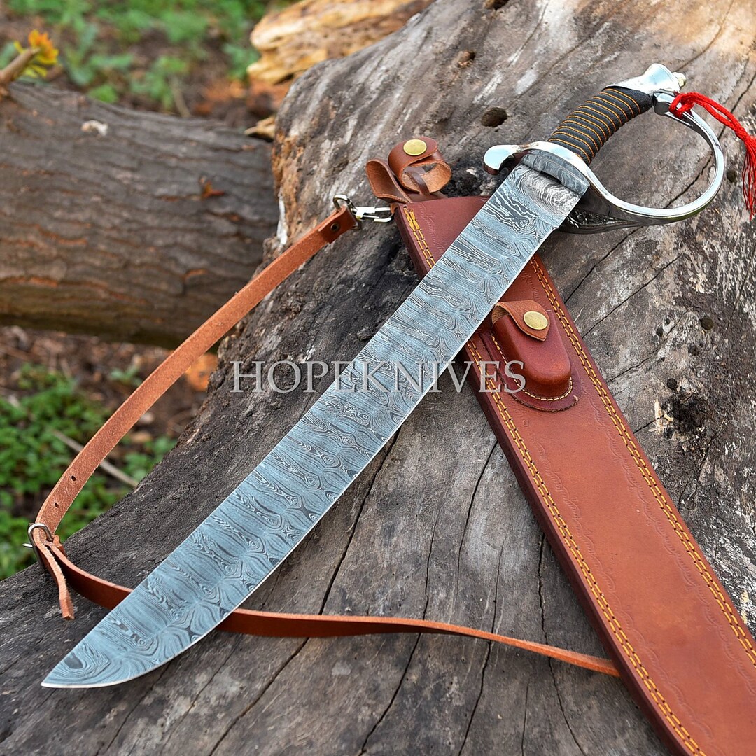 24 Inch Hand Forged Damascus Sword, Handmade Master Sword, Viking Sword ...