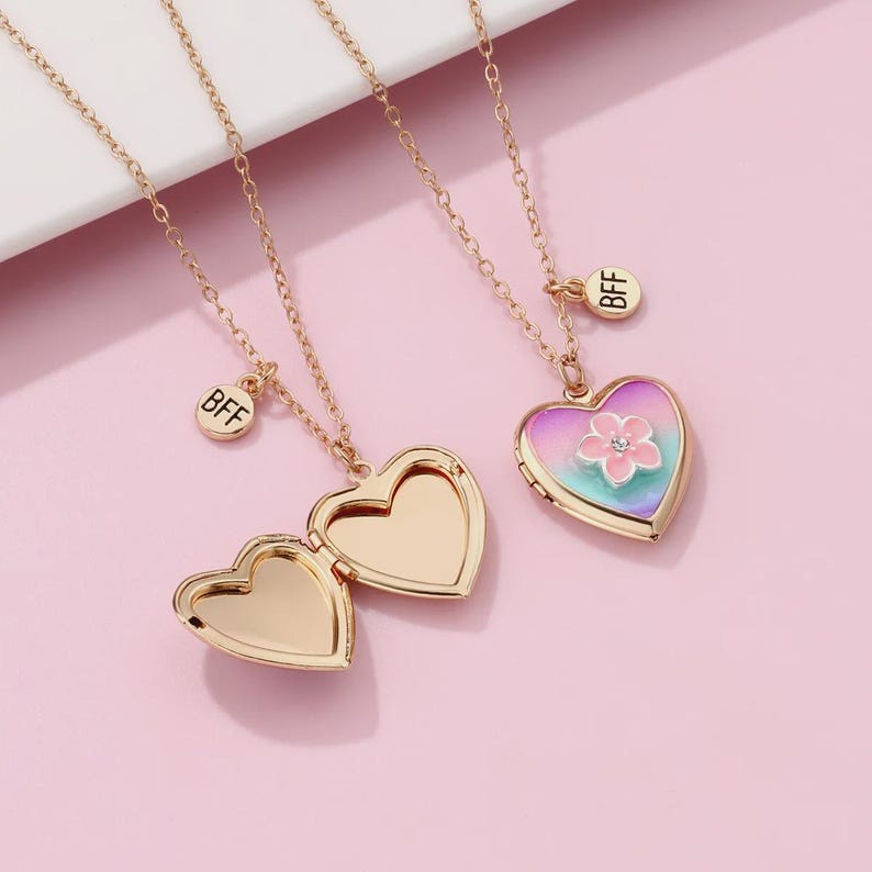 Rainbow & Star Locket Necklace: Stainless Steel Photo Pendant, Kids ...