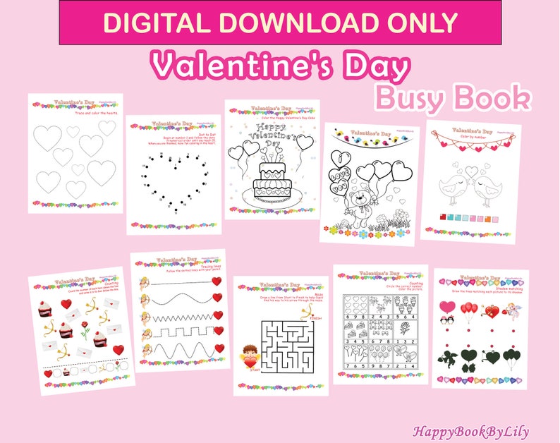 Valentine's Day Busy Book Printable / Instant Digital Download - PDF - Etsy
