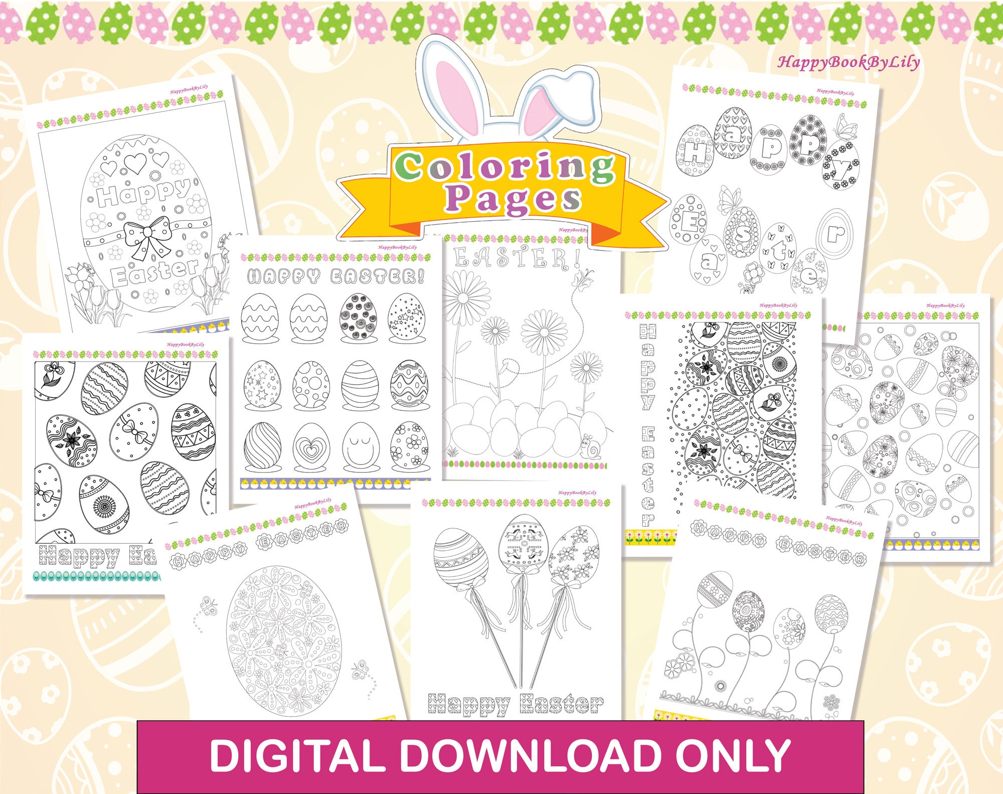 Easter Printable Coloring Pages / Instant Digital Download - PDF - Etsy