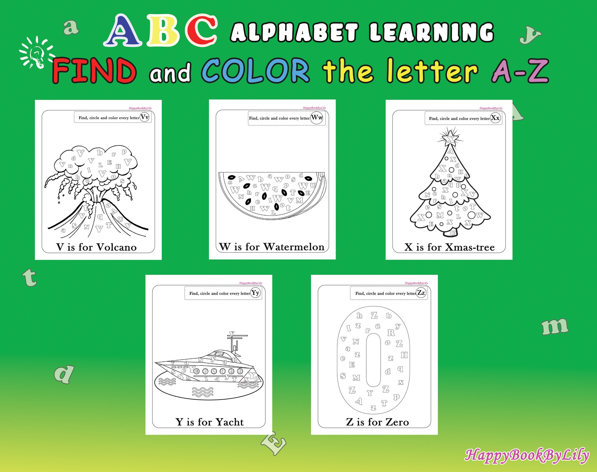 ABC Alphabet Learning Coloring Pages Printable / Find & Color the ...