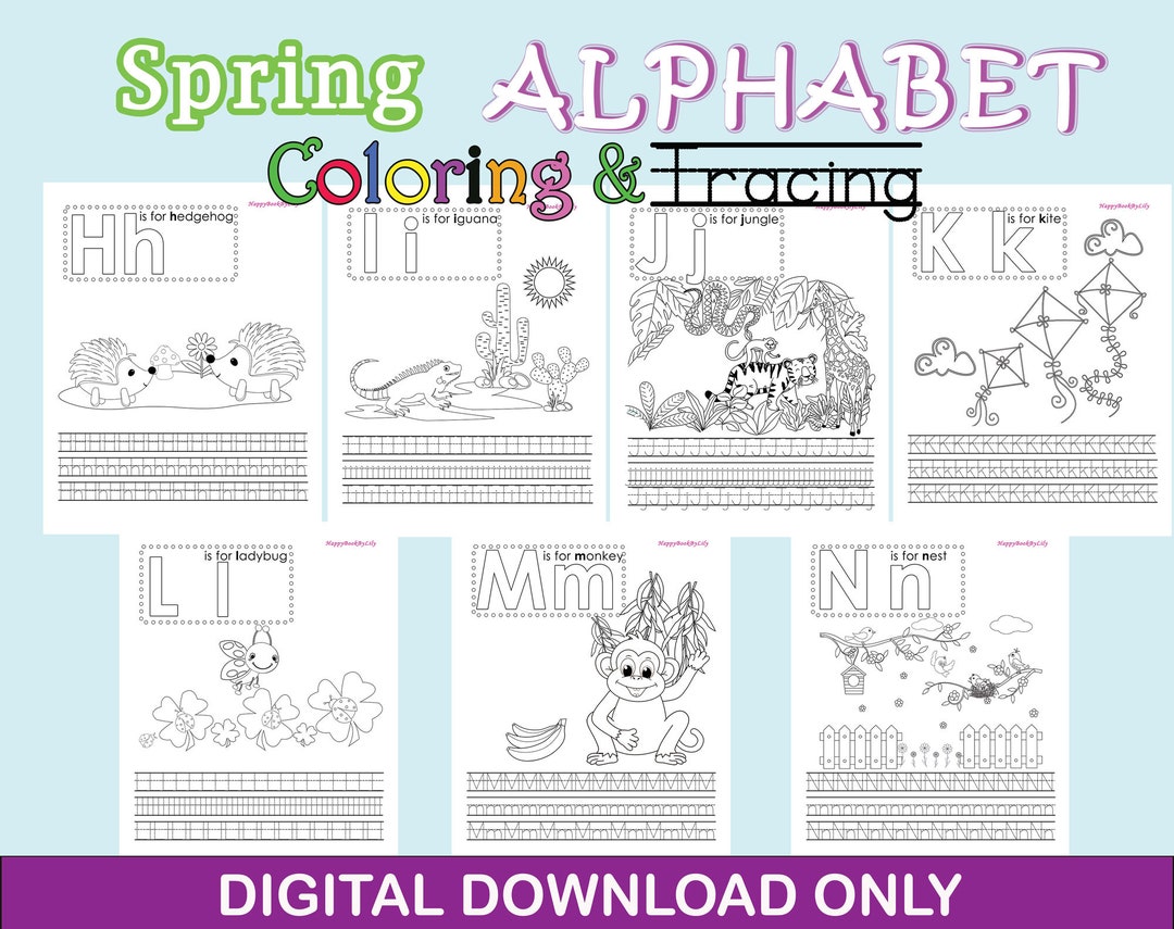 Spring ABC Coloring Pages: Alphabet Tracing, A-Z (digital Download) - Etsy