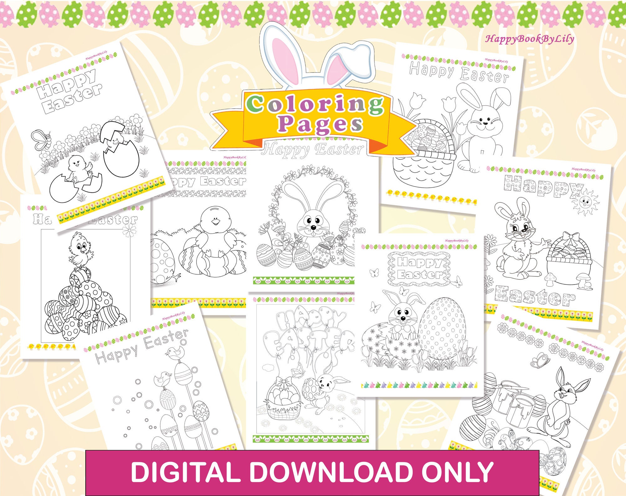 Easter Printable Coloring Pages / Instant Digital Download - PDF - Etsy