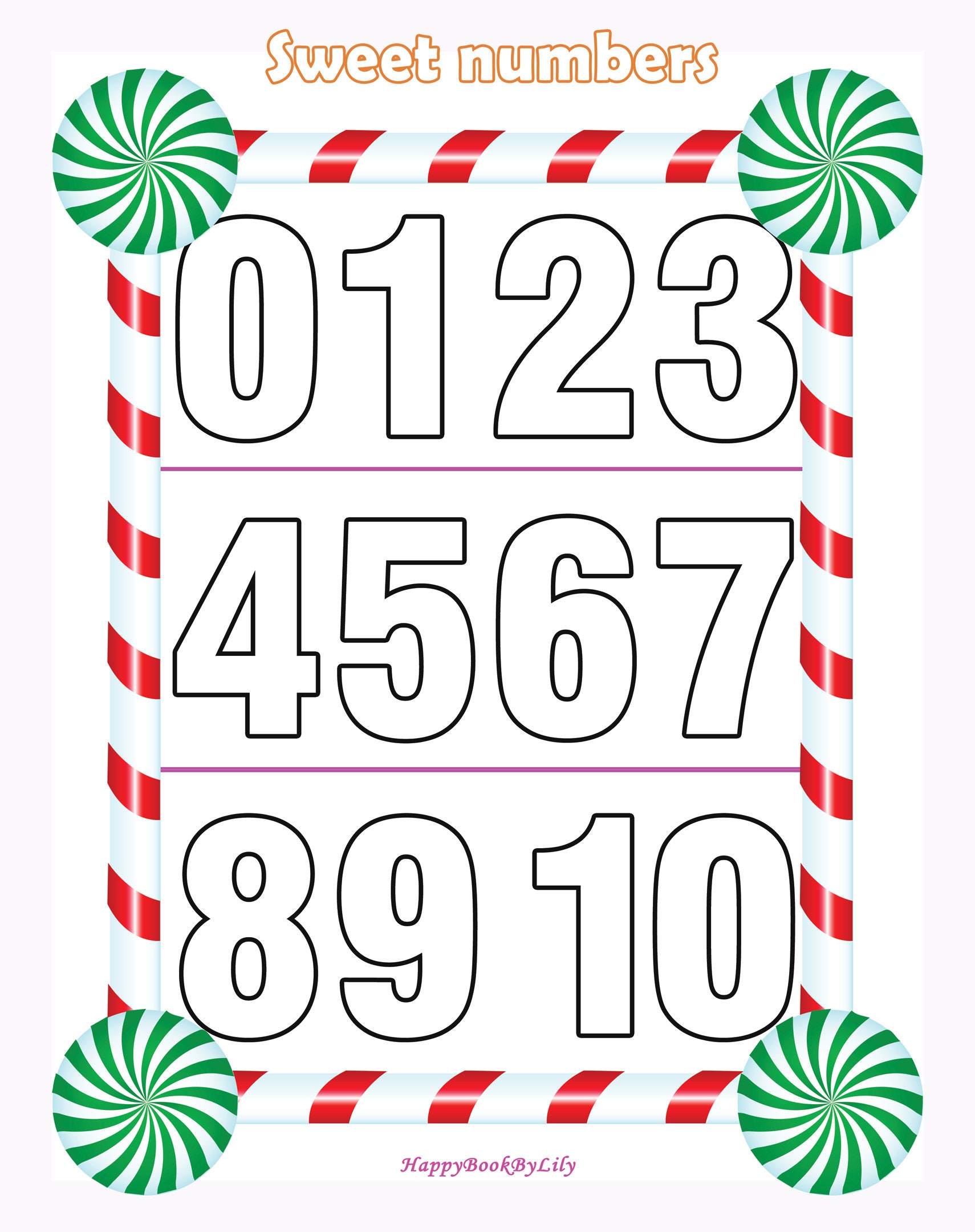 Sweet Numbers Printable Coloring Pages / Numbers 0-10 / First Numbers ...