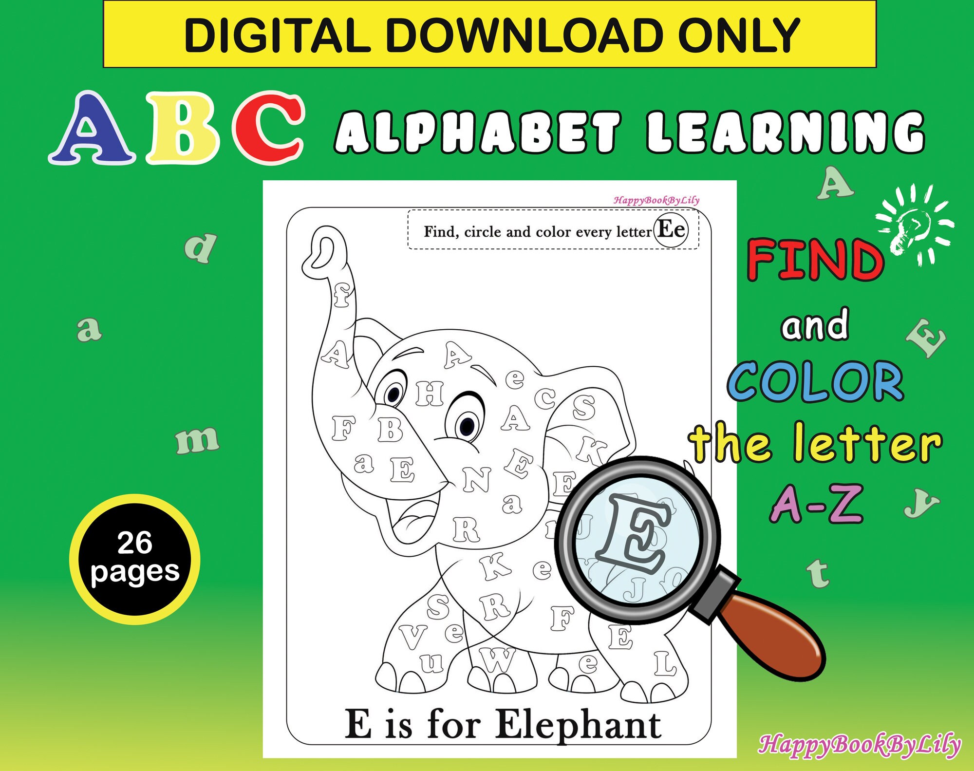 ABC Alphabet Learning Coloring Pages Printable / Find & Color the ...