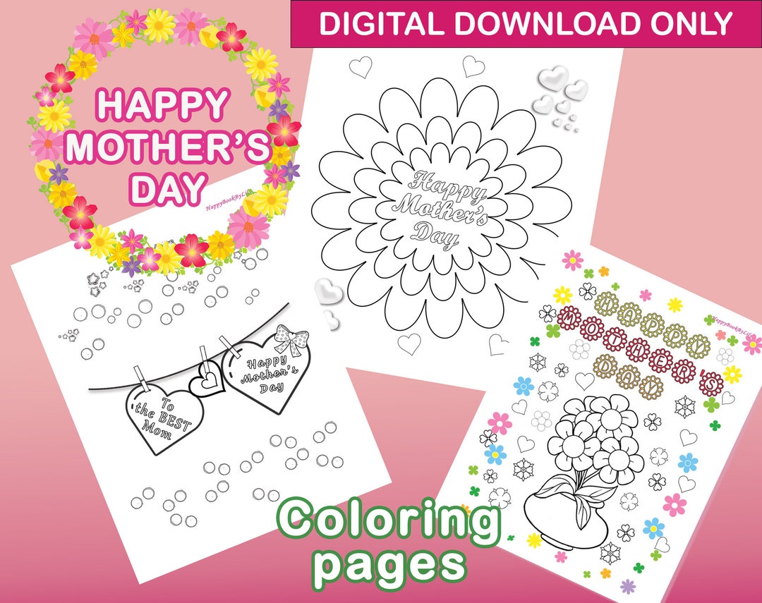 Mother's Day Printable Coloring Pages / Instant Digital Download - PDF ...