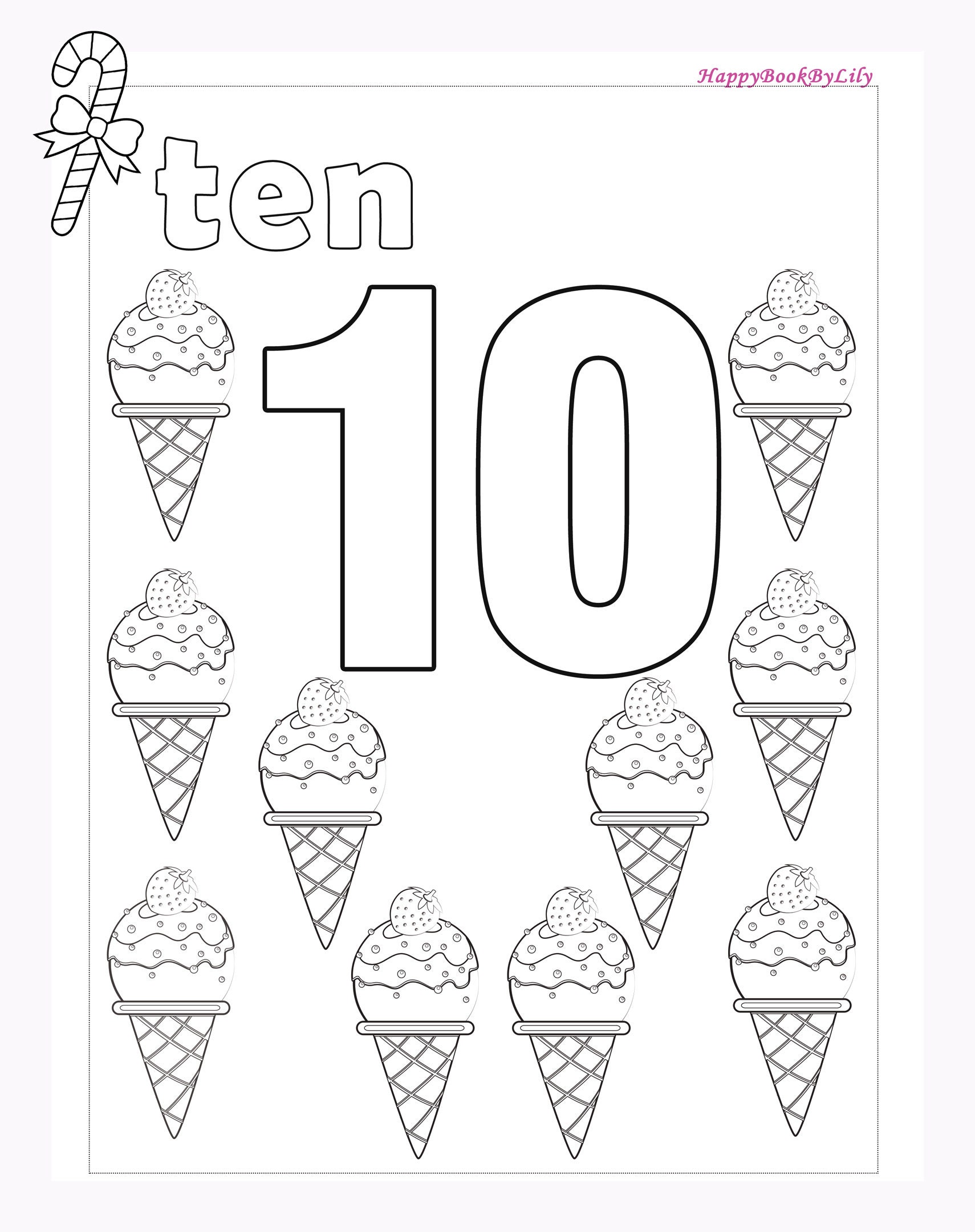 Sweet Numbers Printable Coloring Pages / Numbers 0-10 / First Numbers ...