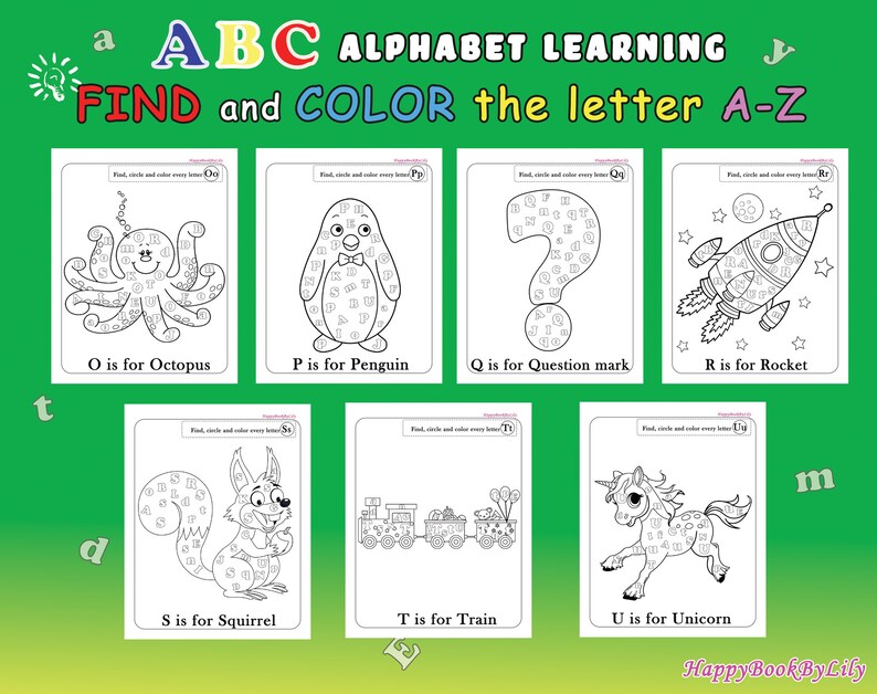 ABC Alphabet Learning Coloring Pages Printable / Find & Color the ...