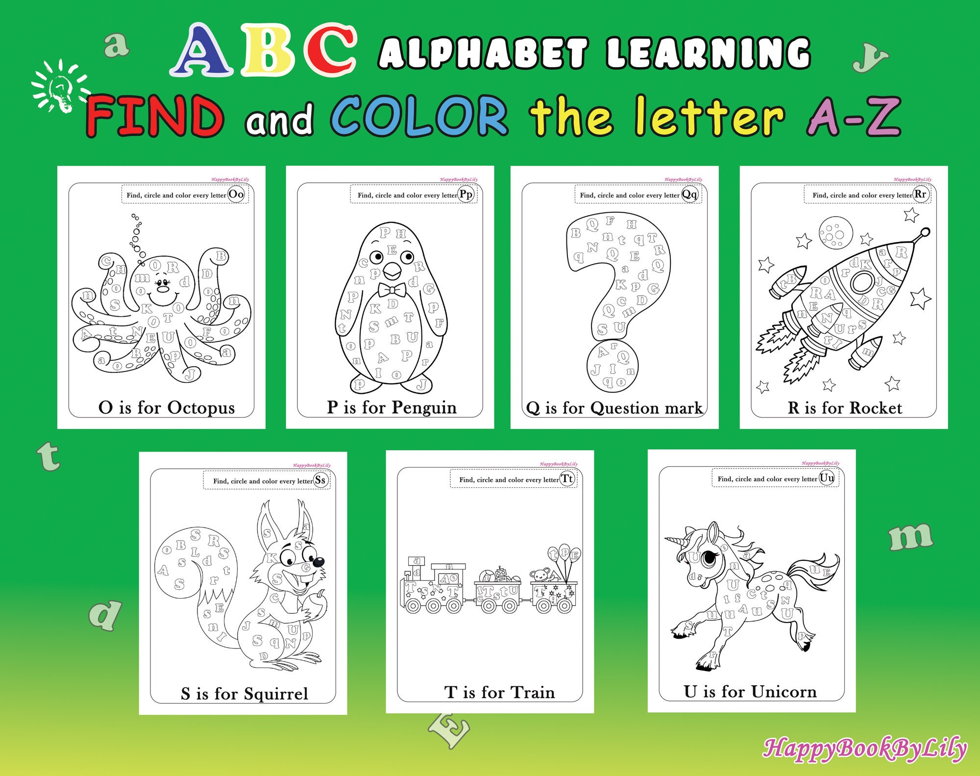 ABC Alphabet Learning Coloring Pages Printable / Find & Color the ...