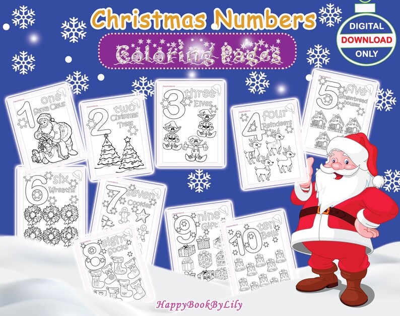 Christmas Numbers Printable Coloring Pages / Numbers 1-10 / First ...