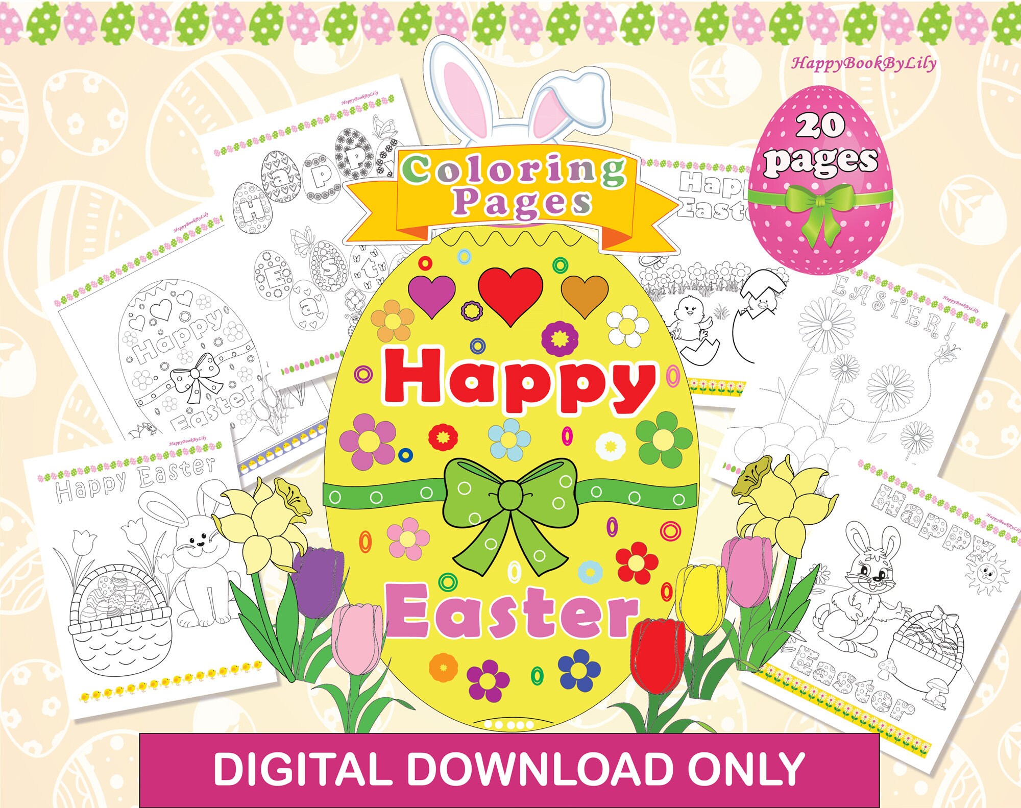 Easter Printable Coloring Pages / Instant Digital Download - PDF - Etsy