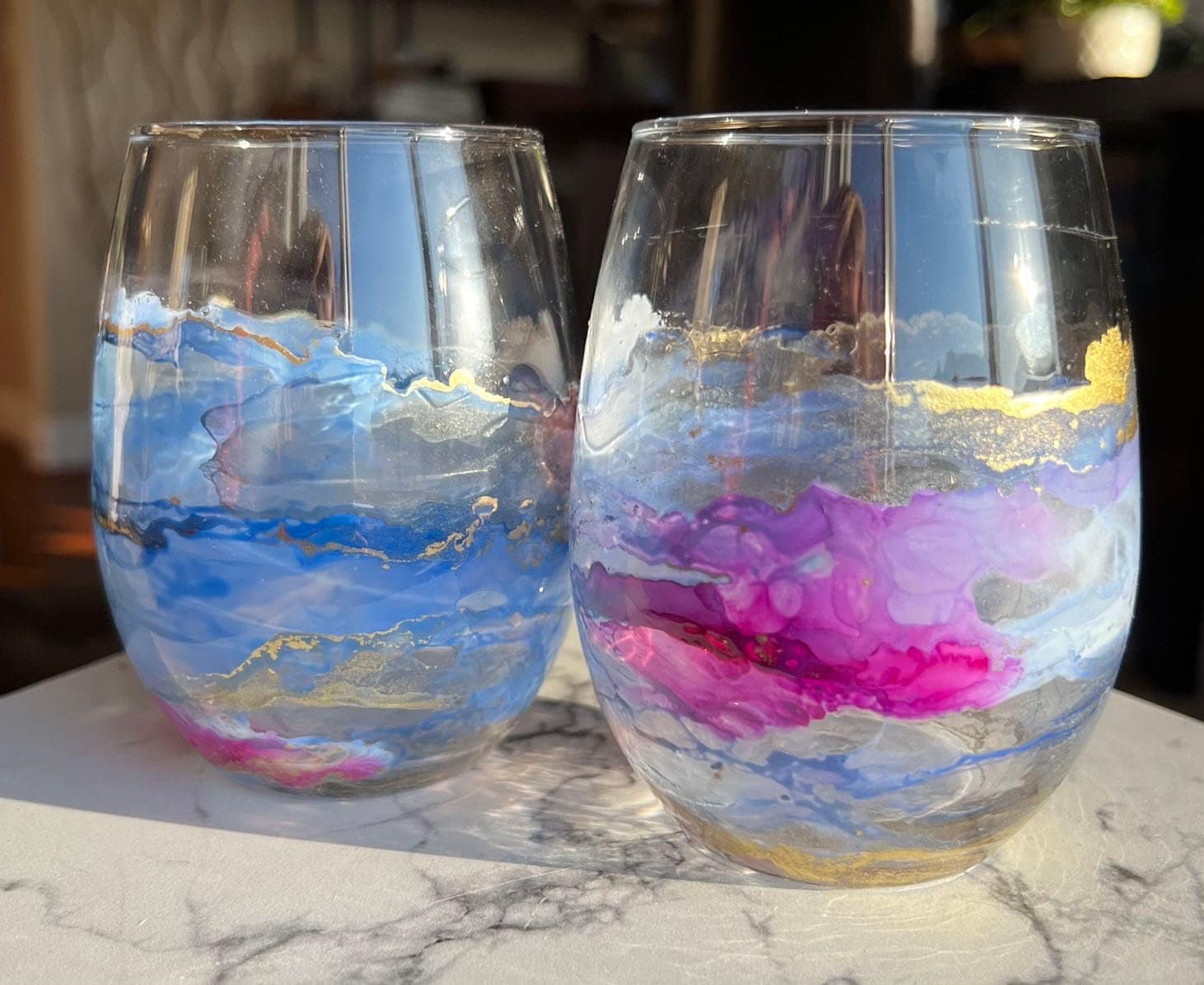 2 PERIWINKLE Stemless Wine or Gin & Tonic Glasses. 15-oz - Etsy