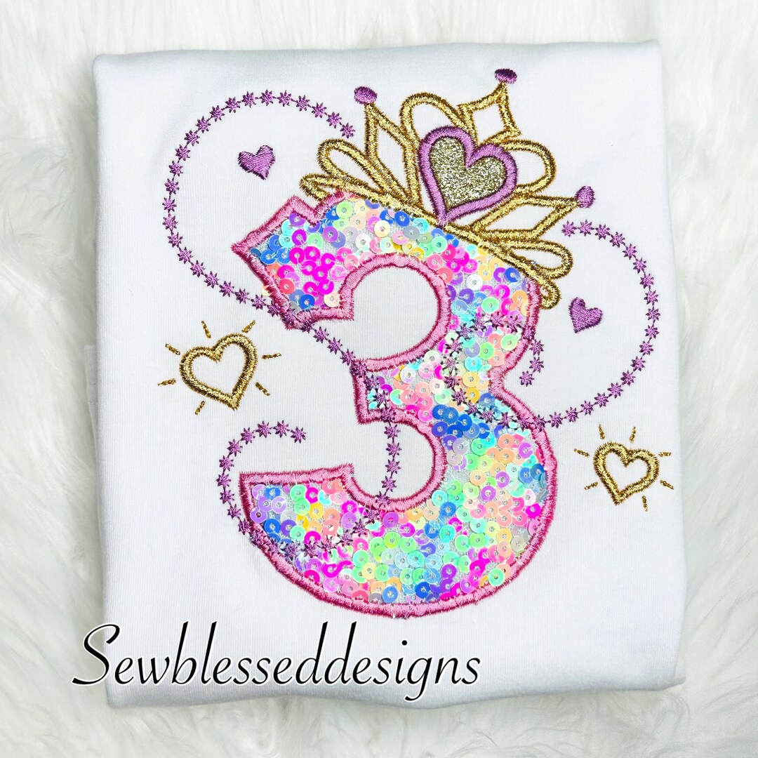 Princess Birthday Tee*tiara Birthday Shirt*sequin Birthday Tee*princess ...