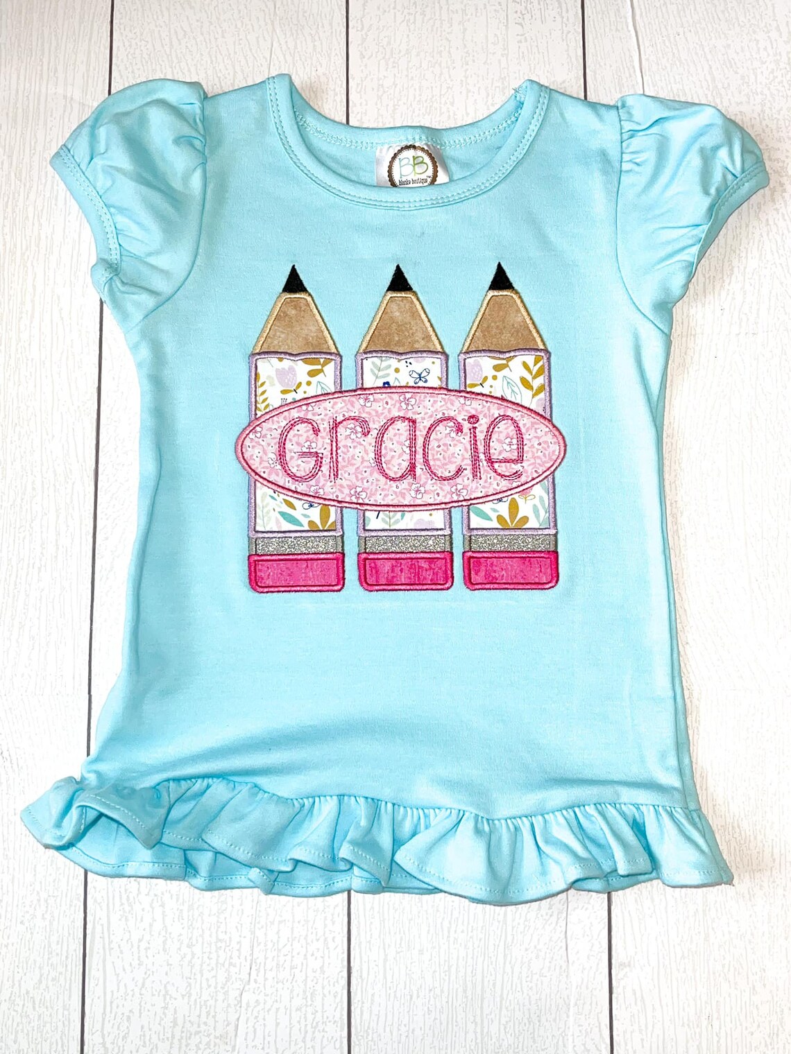 Personalized Pencil T-shirt, Monogrammed, Back to School, Embroidered ...