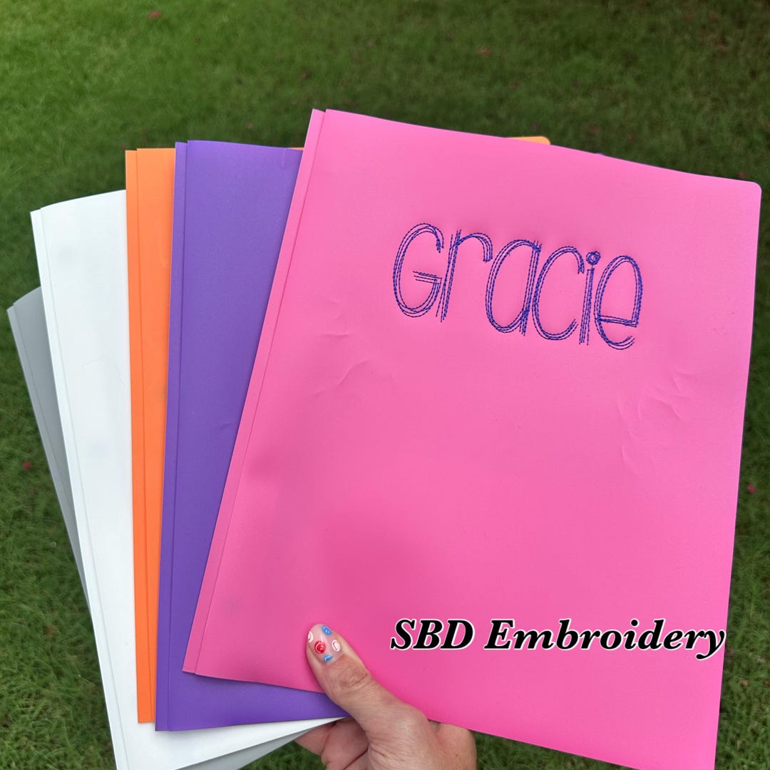 Personalized Back to School Folder* Embroidered Plastic Folder* Custom ...
