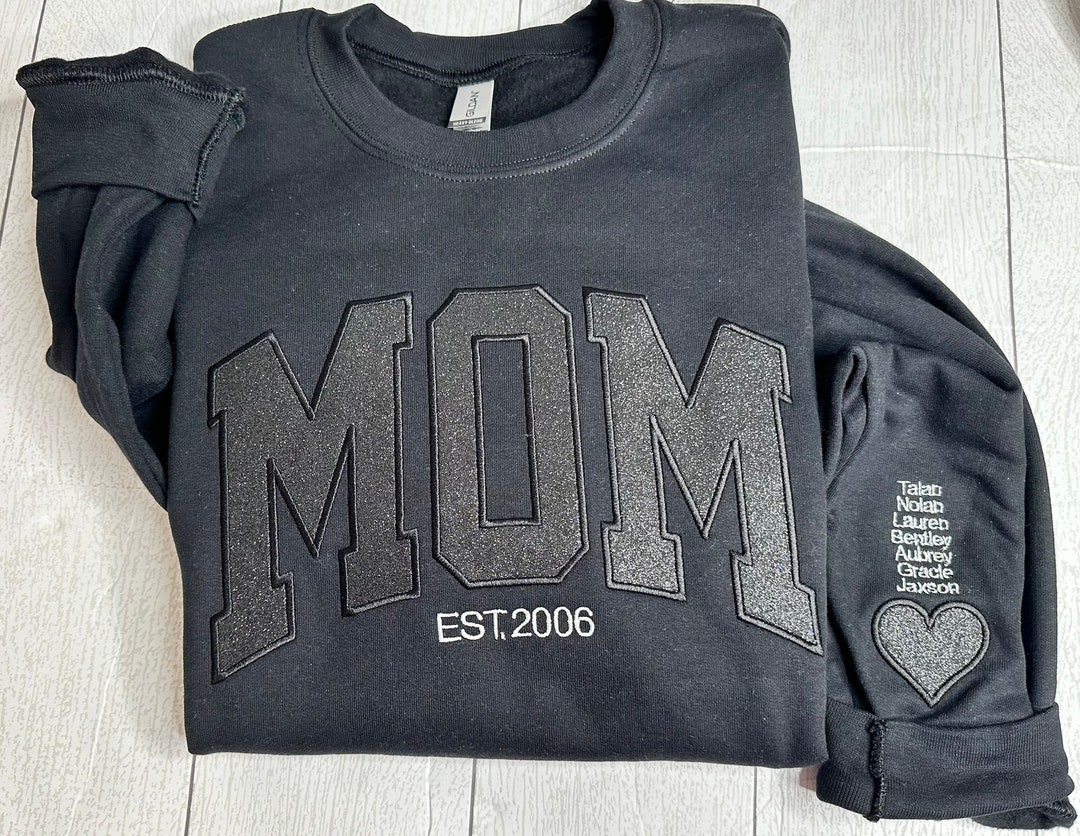 Mom Applique Sweater | Glitter Applique Sweater | Mama Sweater ...