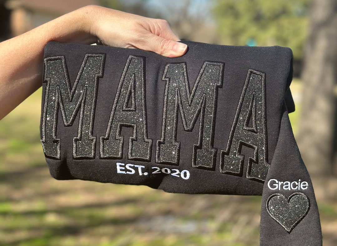 Embroidered Mama Sweatshirt. Kids Name on Sleeves. Mothers Day Gifts ...