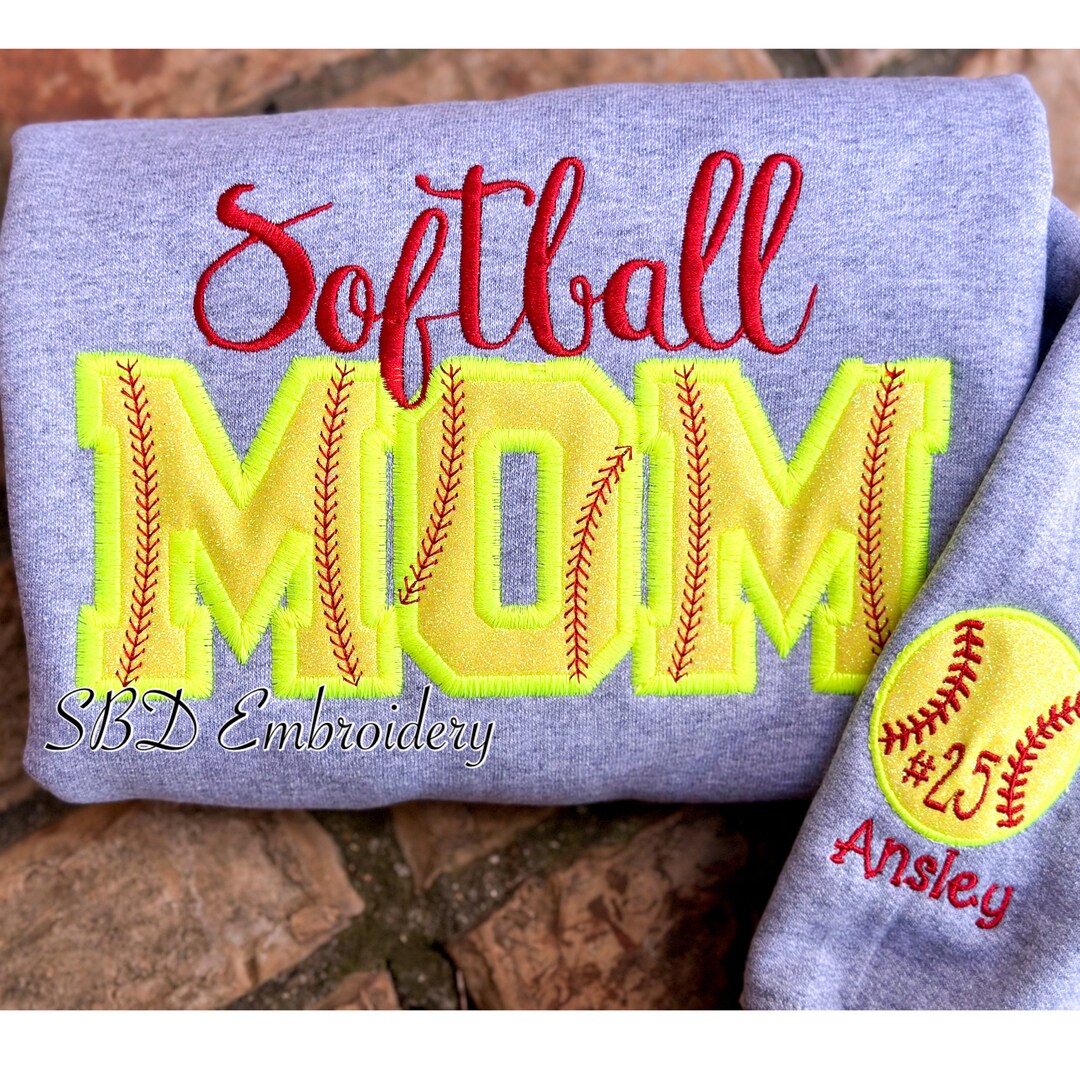 Softball Mom Sweatshirt*softball Applique* Mom Crewneck* Softball ...