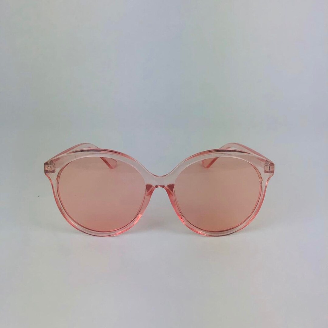 Transparent Pink Large Round Frame Fashion Sunglasses. Nerd - Etsy
