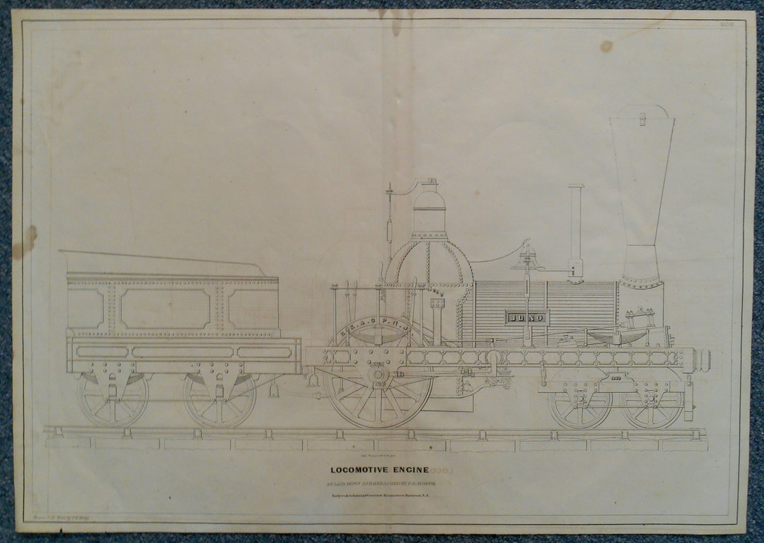 Locomotive 1889 Schematic Train From Jupiter to Juno, Florida - Etsy