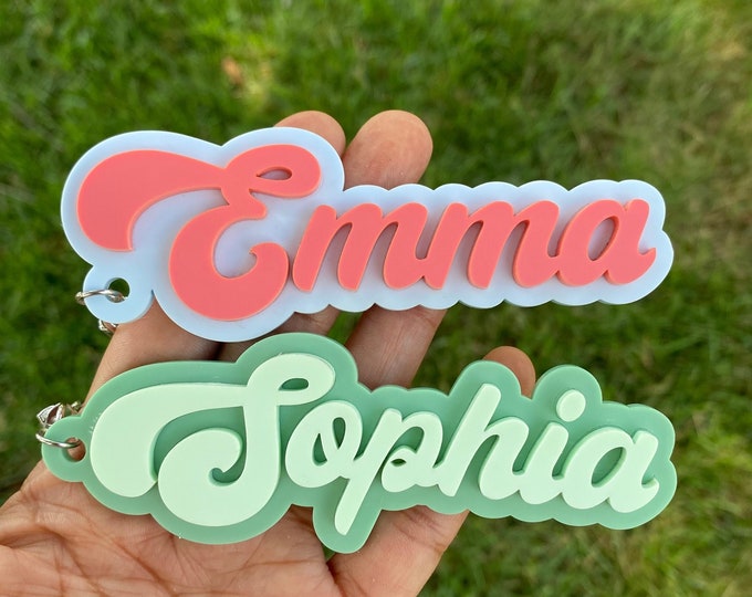 Personalized Acrylic Keychain, Backpack Name Keychain, 3D Name Tag ...