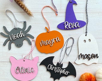 Halloween Basket Tag, Boo Basket Tag, Personalized Name Tag, Spooky Bag ...
