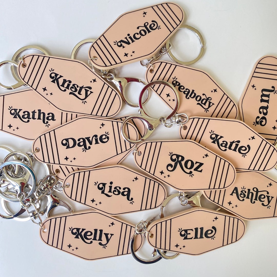 Personalized Retro Motel Keychain, Acrylic Retro Key Ring, Friend Gift ...