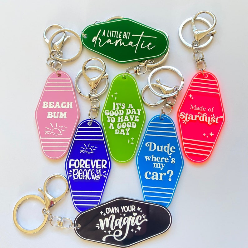 Retro Motel Keychain Acrylic Retro Key Ring Friend Gift - Etsy