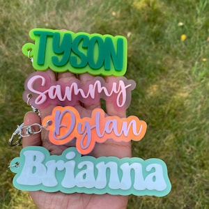 Personalized Acrylic Keychain, Backpack Name Keychain, 3D Name Tag ...