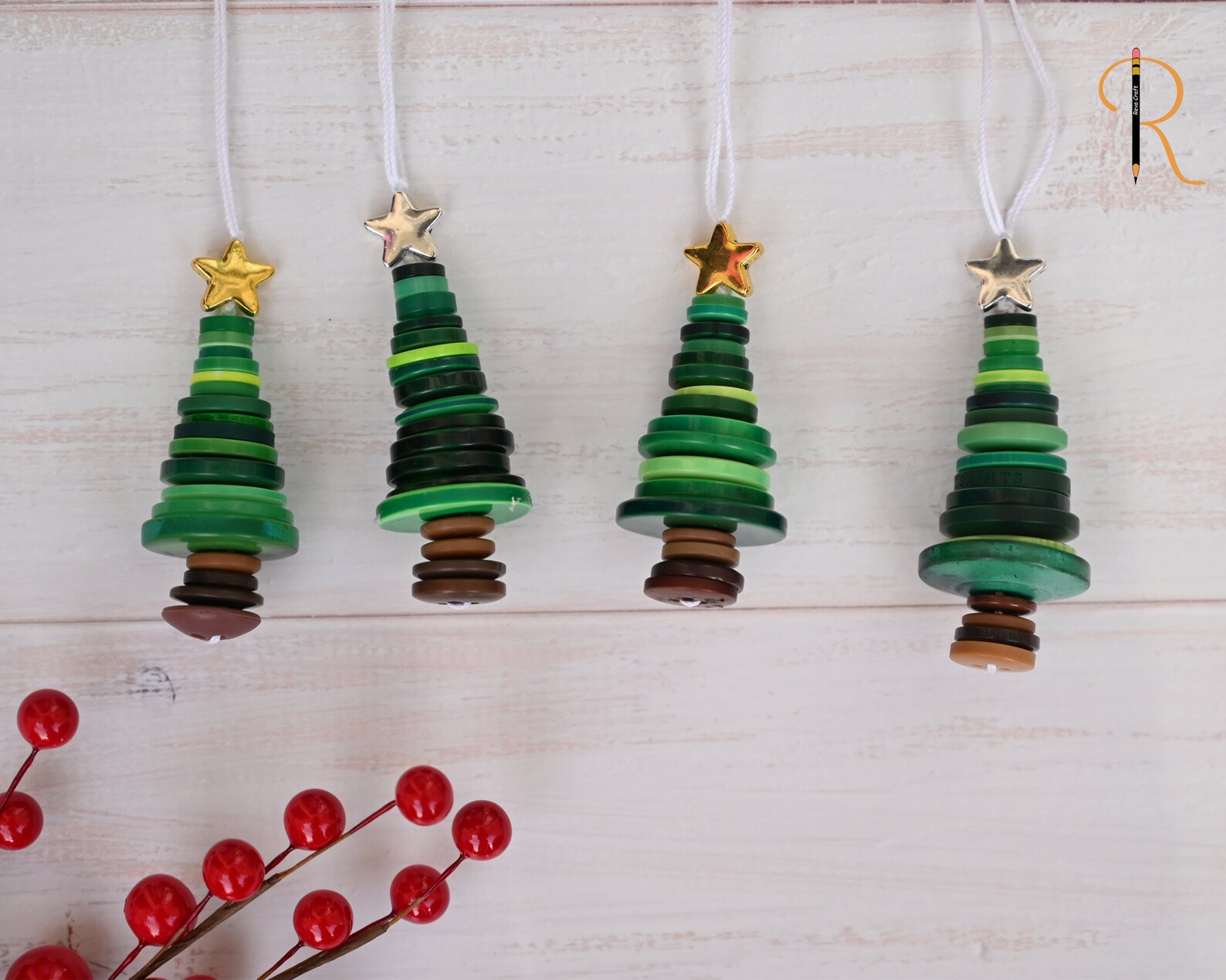 Button Christmas Tree Christmas Ornament Button Trees - Etsy