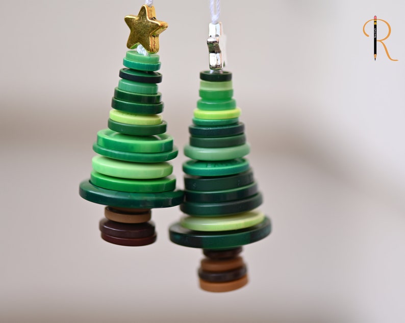 Button Christmas Tree Christmas Ornament Button Trees - Etsy
