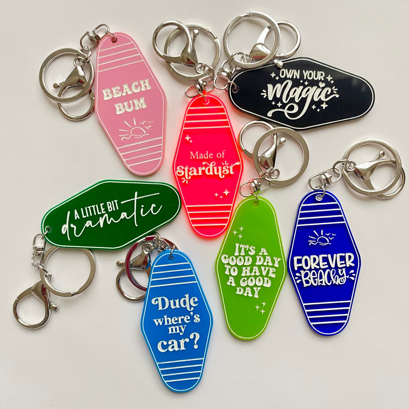 Retro Motel Keychain Acrylic Retro Key Ring, Friend Gift, Motel ...