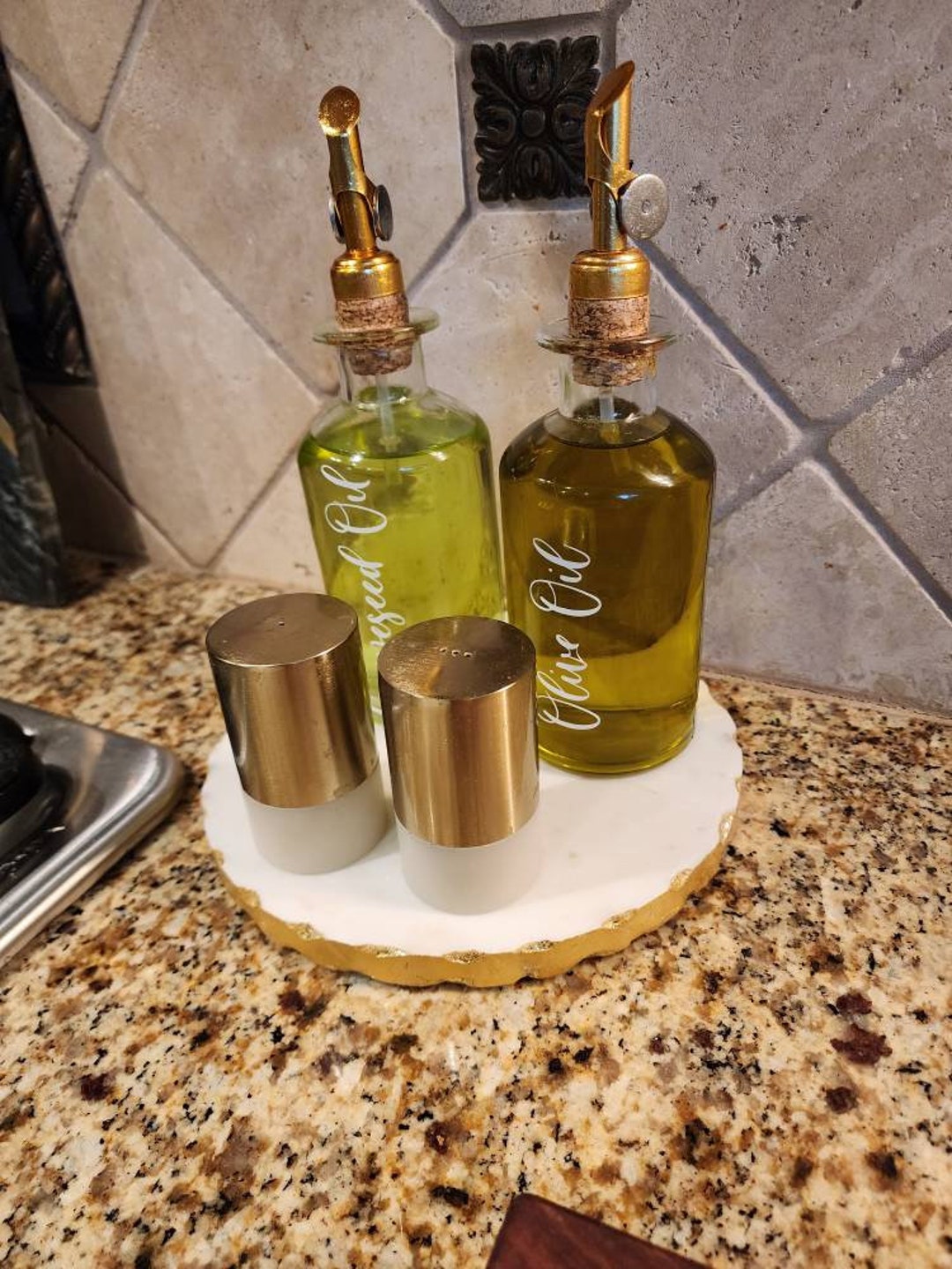 Round Marble and Gold Trivet - Etsy