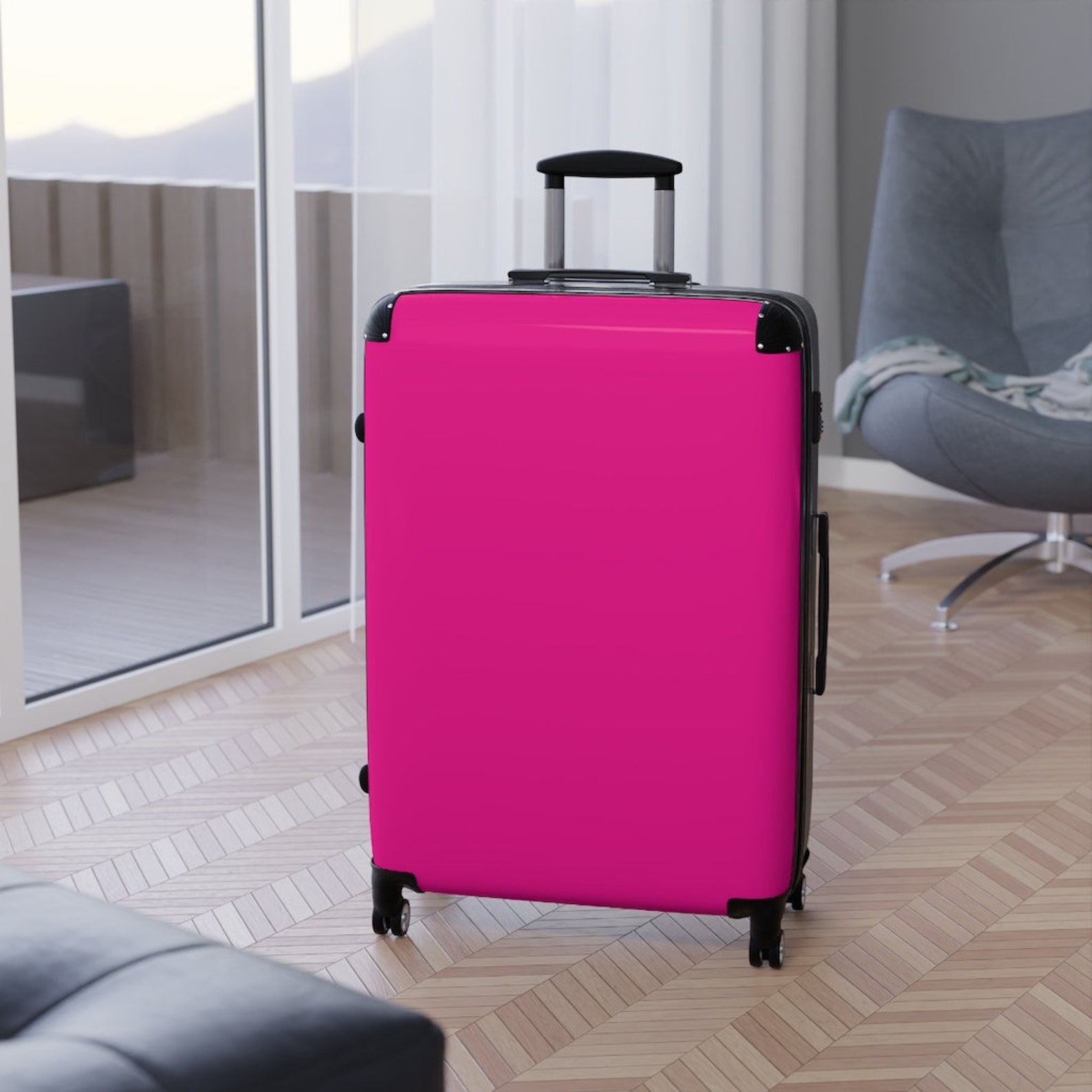 Hot Pink Suitcase Rolling Luggage for Carryon or Checked Bag - Etsy