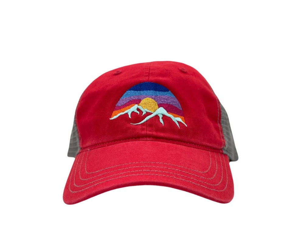 Unstructured Mountain Sunset Hat Relaxed Fit Hat Embroidered - Etsy