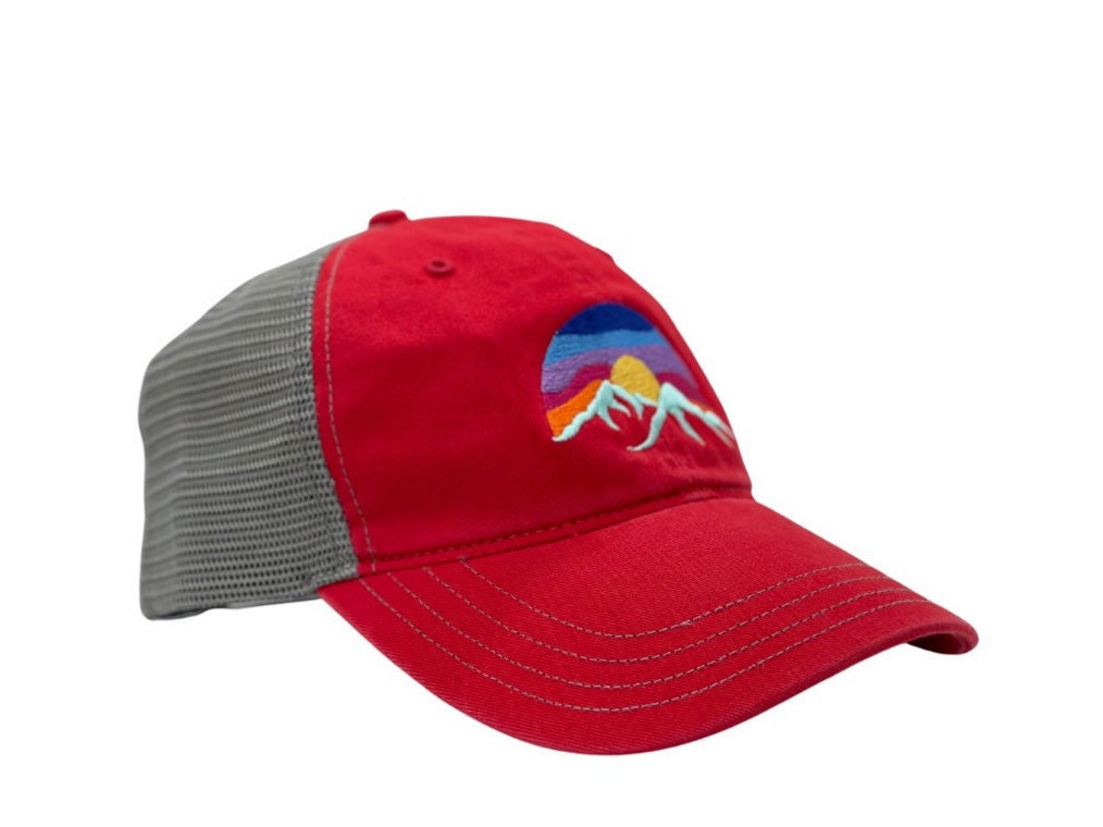 Unstructured Mountain Sunset Hat Relaxed Fit Hat Embroidered - Etsy