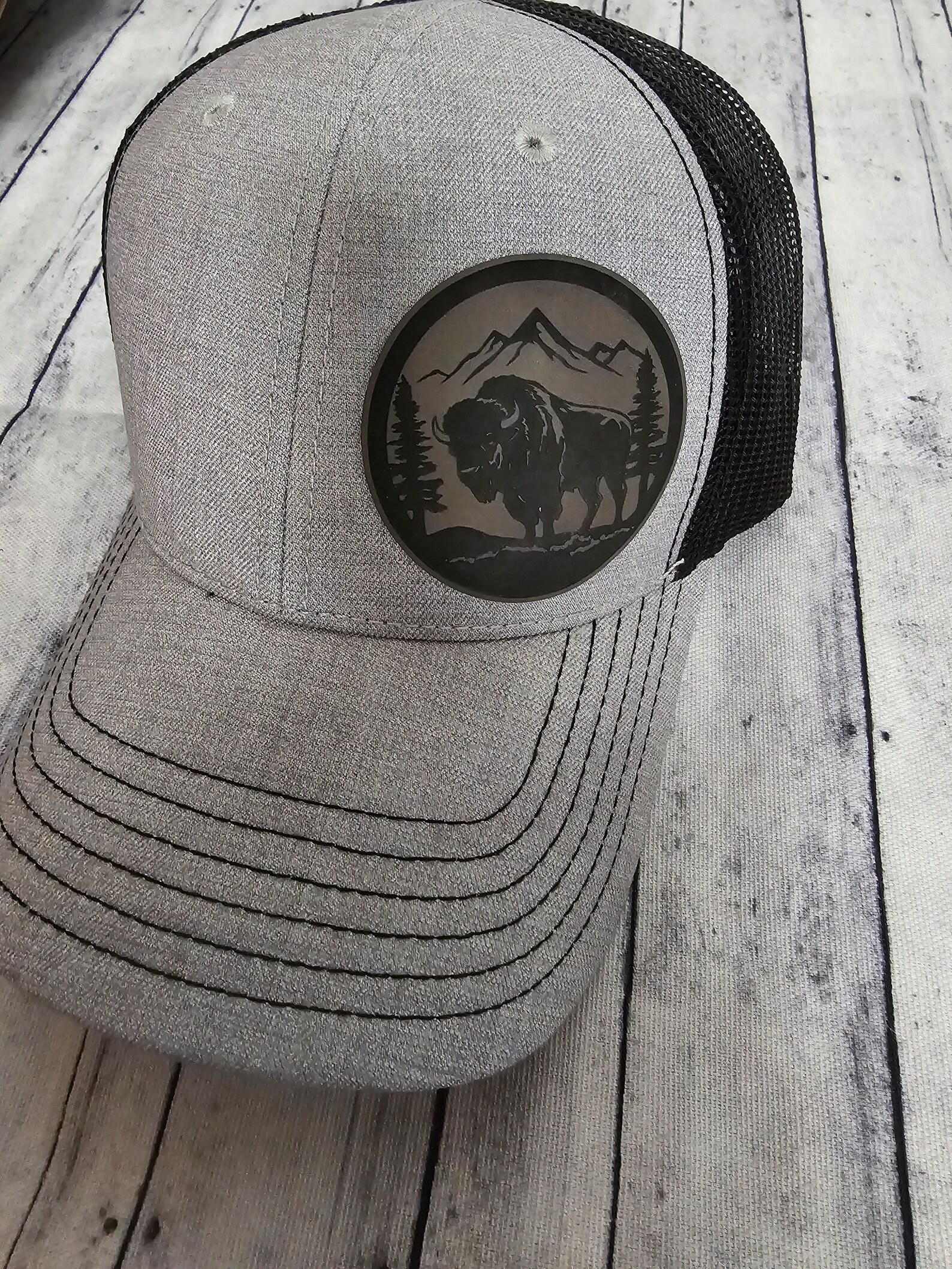 Bison / Buffalo and Mountain Scene Men's or Women's Cap - Etsy