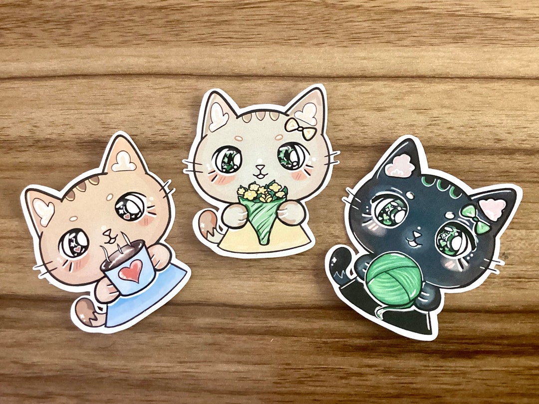 Cats Holding Objects Stickers - Vinyl and Weatherproof - Etsy