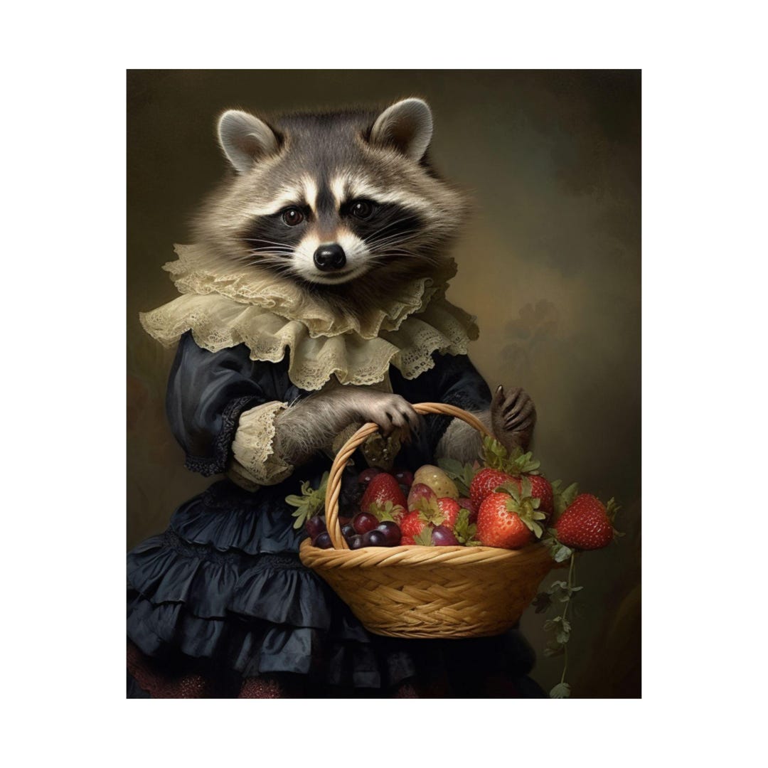Vintage Victorian Raccoon Portrait Wall Art Poster - Etsy