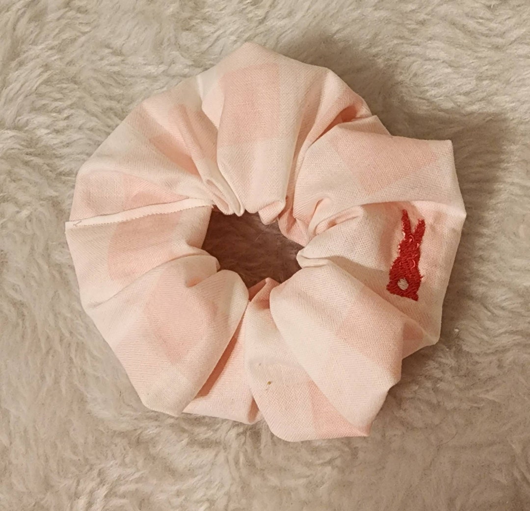 Light Pink Gingham Bunny Scrunchie - Etsy