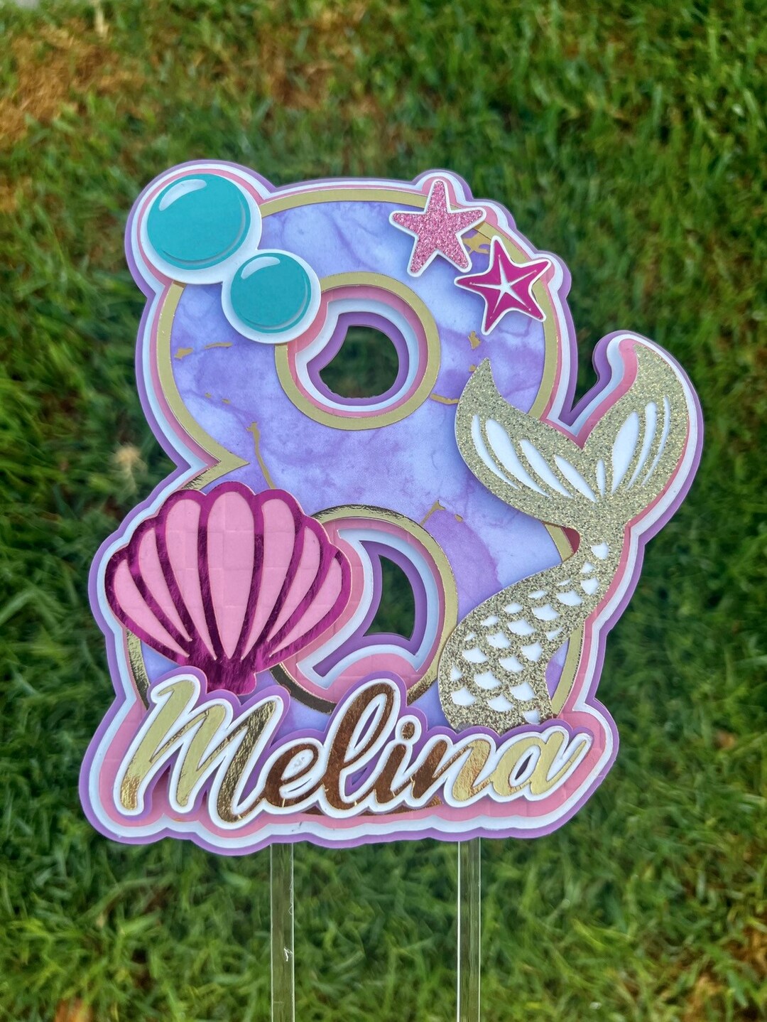 Custom Mermaid Cake Topper Personalized 3D Cake Topper Under the Sea ...