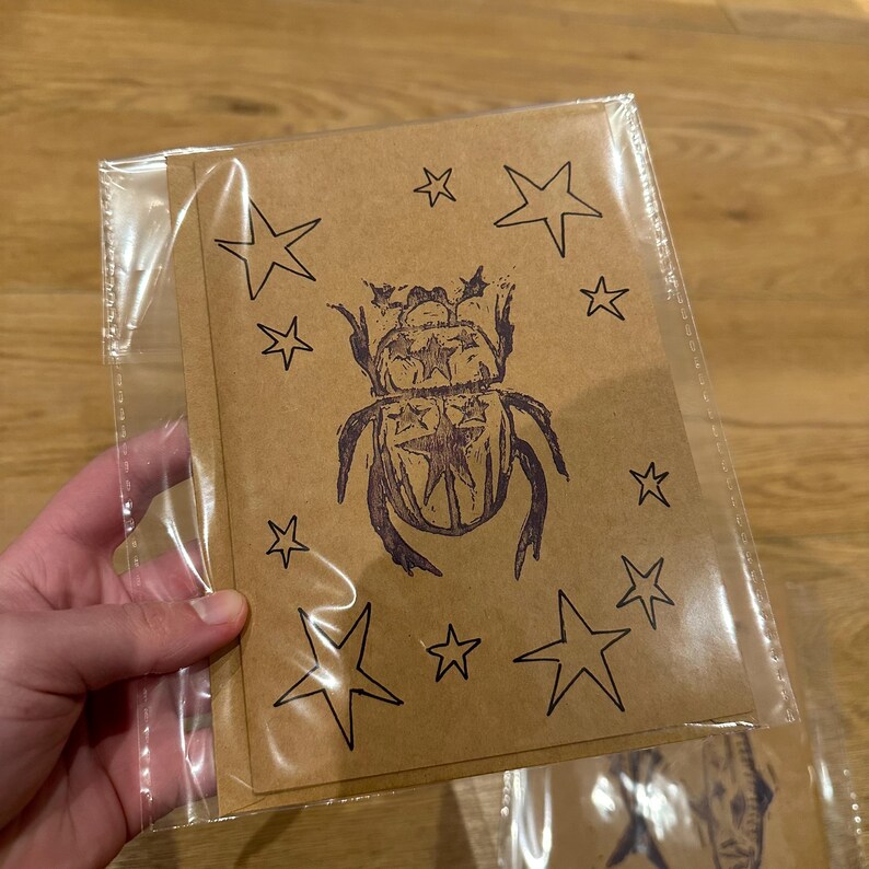 Fish and Beetle Blank Greeting Cards - Etsy