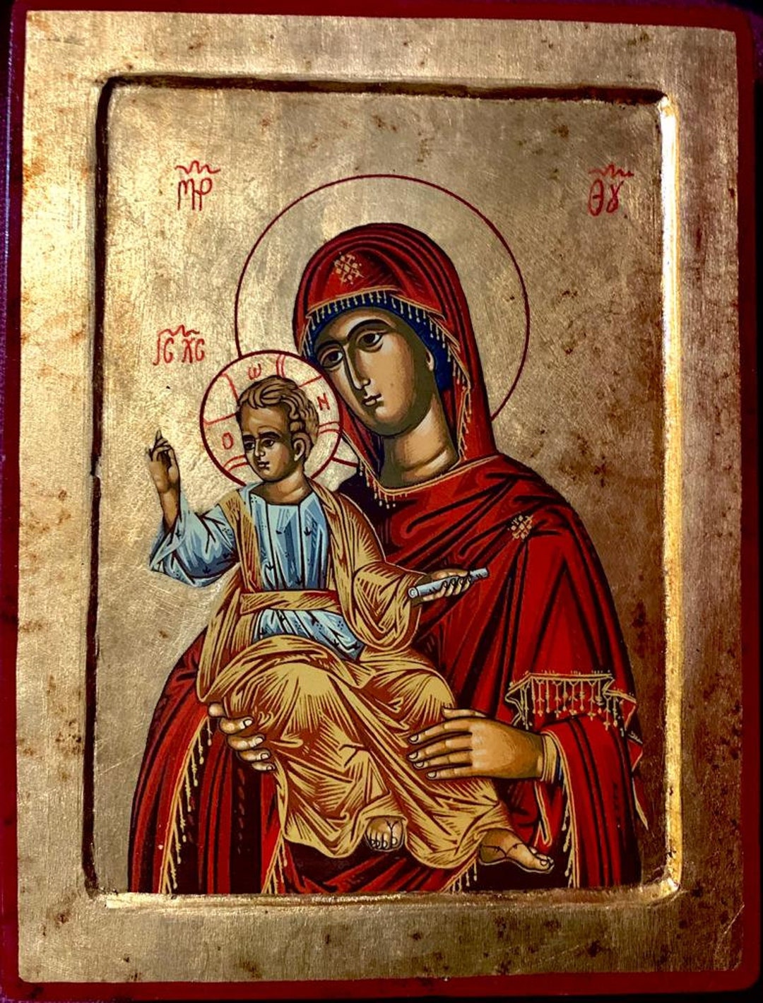 Impressive Large Lithography Icon Size 20x30cm Handmade Byzantine ...