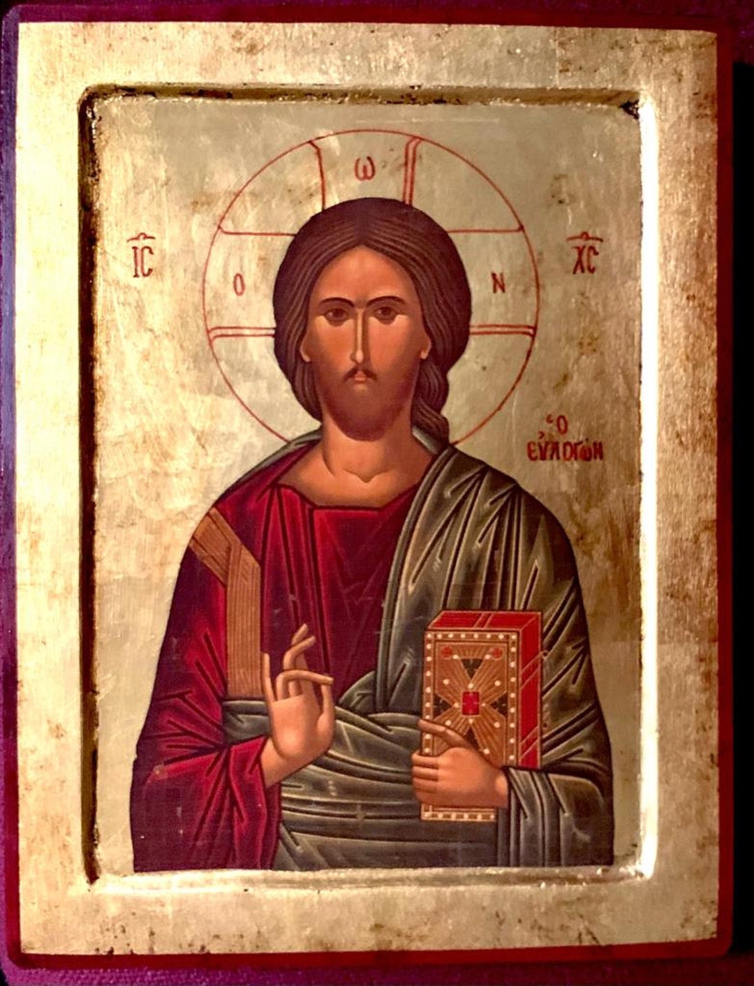 Impressive Large Lithography Icon Size 20x30cm Handmade Byzantine ...
