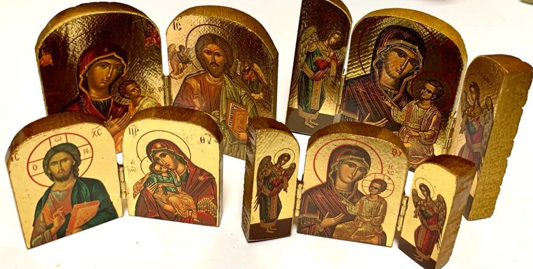 Mini Triptych and Diptych Greek Christian Orthodox Byzantine Religious ...