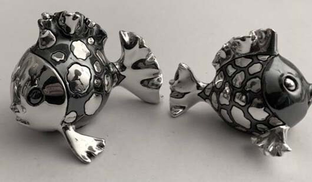 Fish Set of 2 Pcs Silver Plated Animals Miniatures, Handcrafted ...