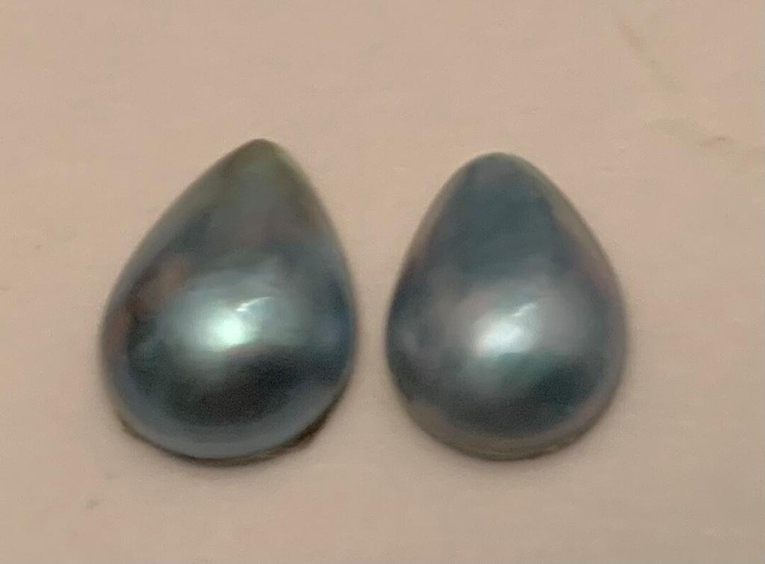 Mabe Cultured Pearl Drop Shape, Blue Colour Set O 2 Pieces Size Mm16x12 ...