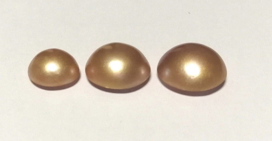Cultured Mabe Sea Water Pearls Loose, First Quality, Round Shape, Gold ...