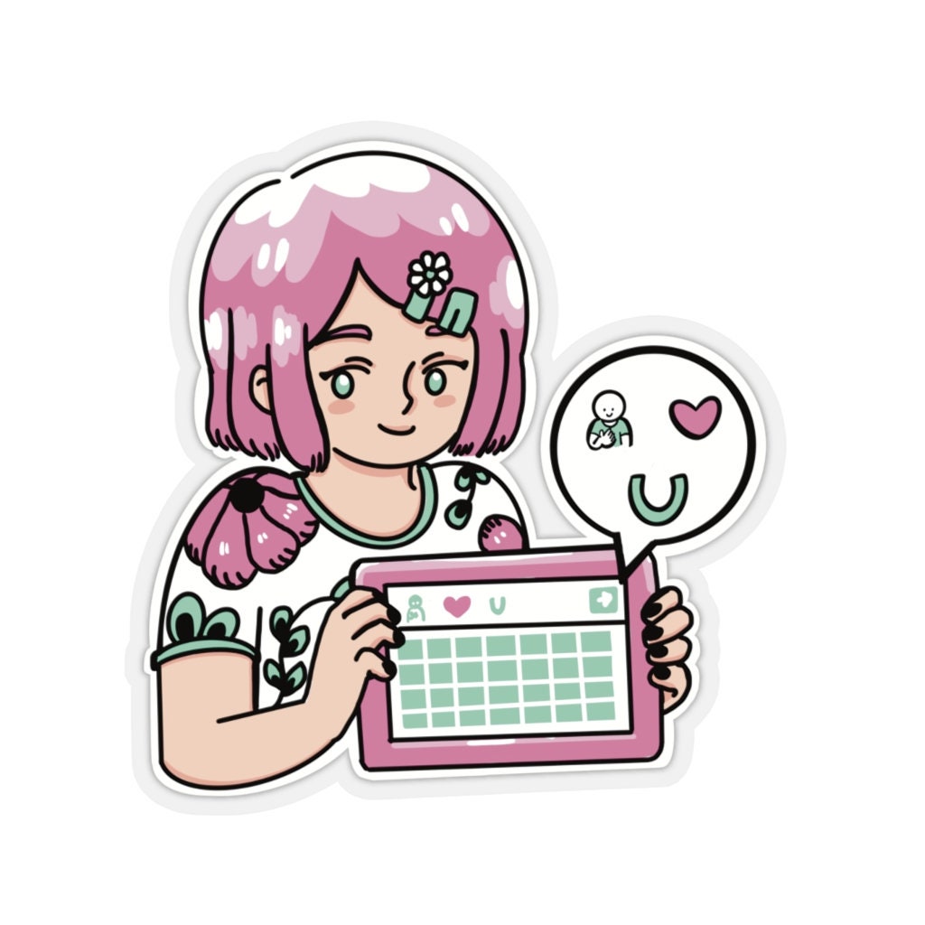 I Love You AAC Sticker Cute Pink Florals Valentines - Etsy